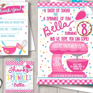 Baking Birthday Party Invitation Little Baker Invitation - Pastry Chef ...