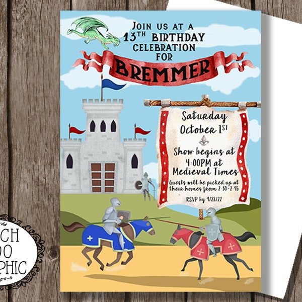 Girls Medieval Birthday Invitation - Etsy