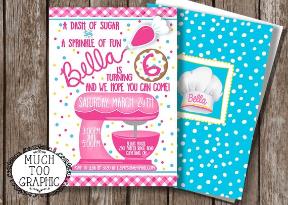 Baking Birthday Party Invitation Little Baker Invitation | Etsy