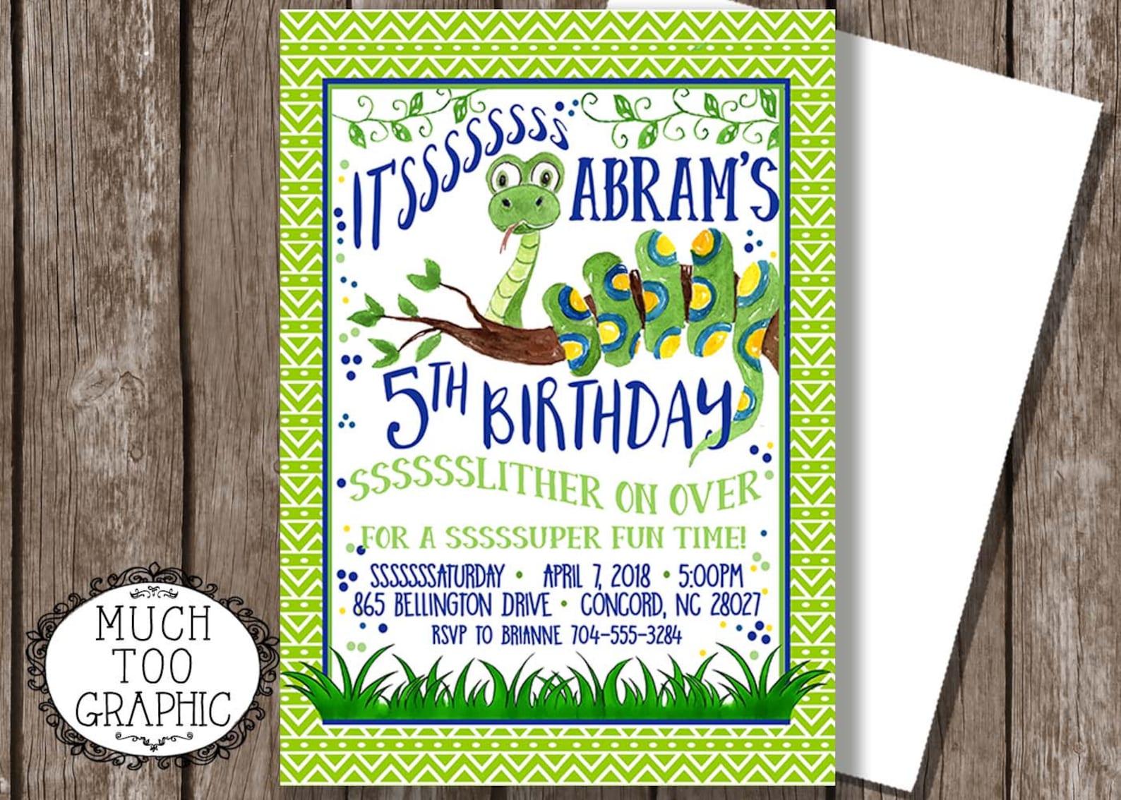 Snake Birthday Invitation Reptile Birthday Invitation | Etsy