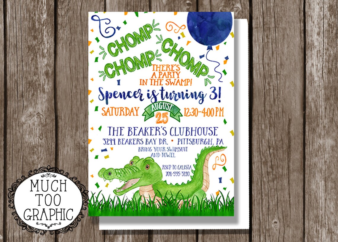 Alligator Birthday Invitation * CHOMP Party in the Swamp Birthday ...
