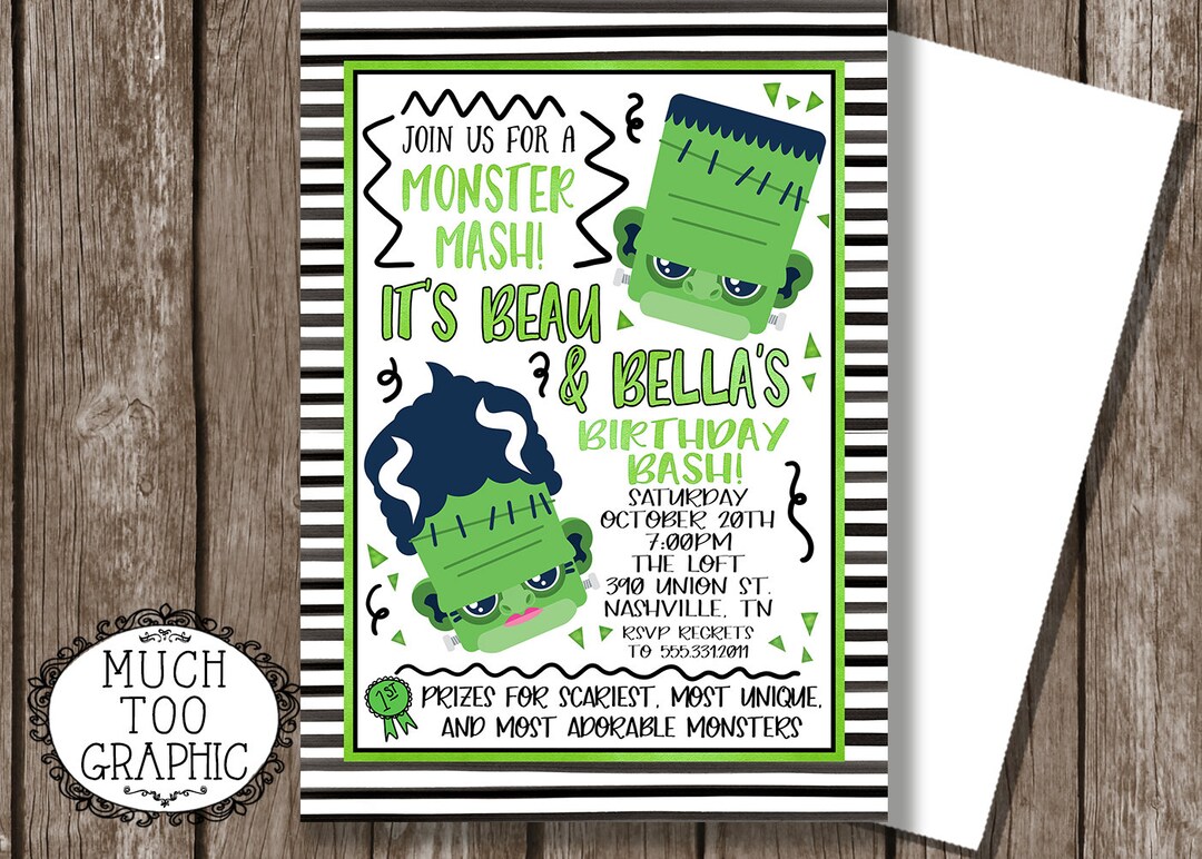 Monster Mash Siblings Birthday Invitation- Sibling Halloween Costume ...