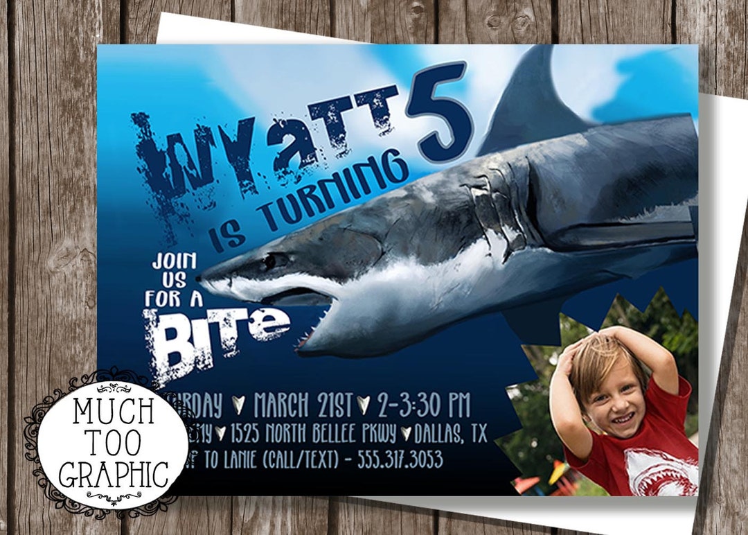 Scary Shark Birthday Invitation Fintastic Birthday Invitation Swimming ...