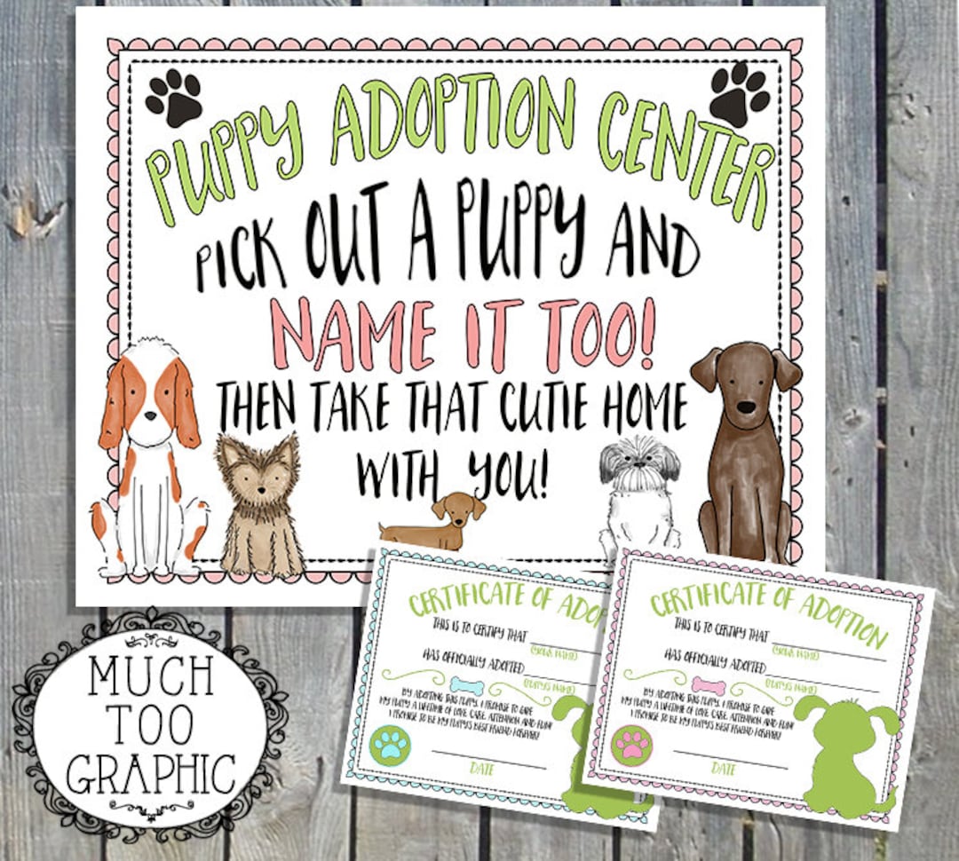 Puppy Adoption Center Sign - Dog Birthday Party Favors / Pound Puppies ...