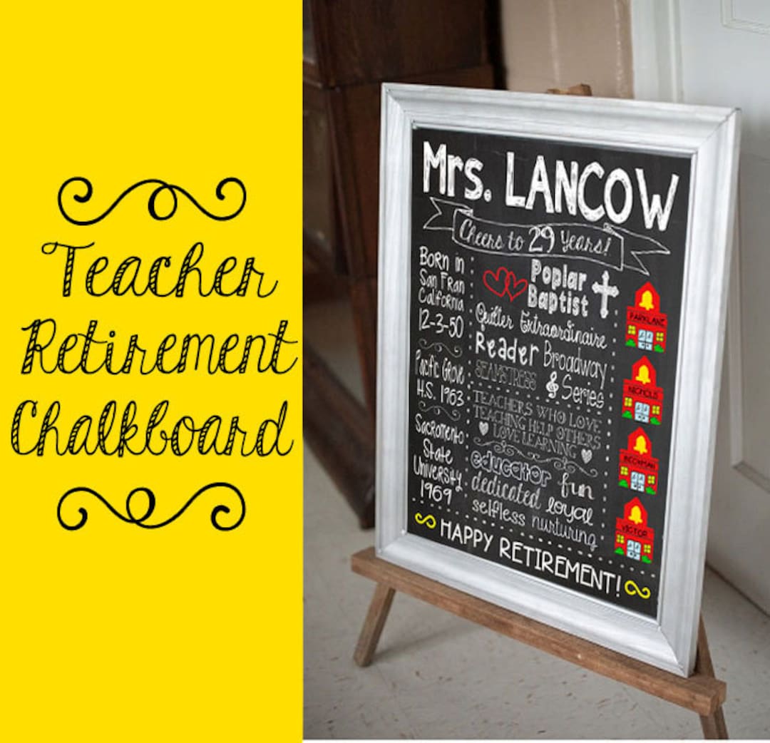 Teacher Retirement Chalkboard Sign CUSTOM Personalized Design Principal ...