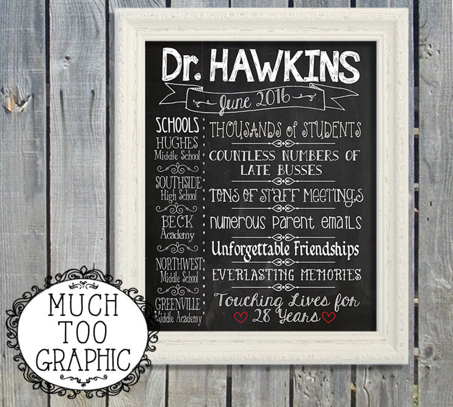 Teacher Retirement Chalkboard Sign CUSTOM Personalized Design Principal ...