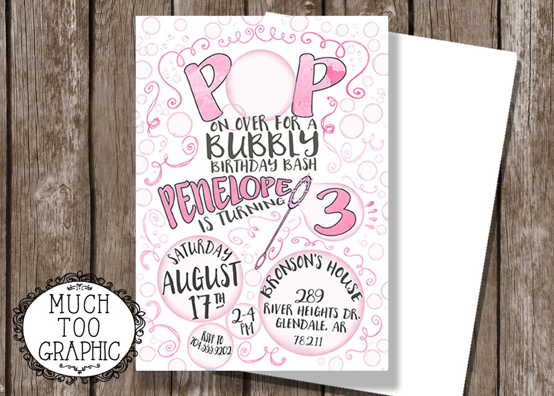 Bubbles Birthday Invitation Bubble Invitation / Bubbly - Etsy
