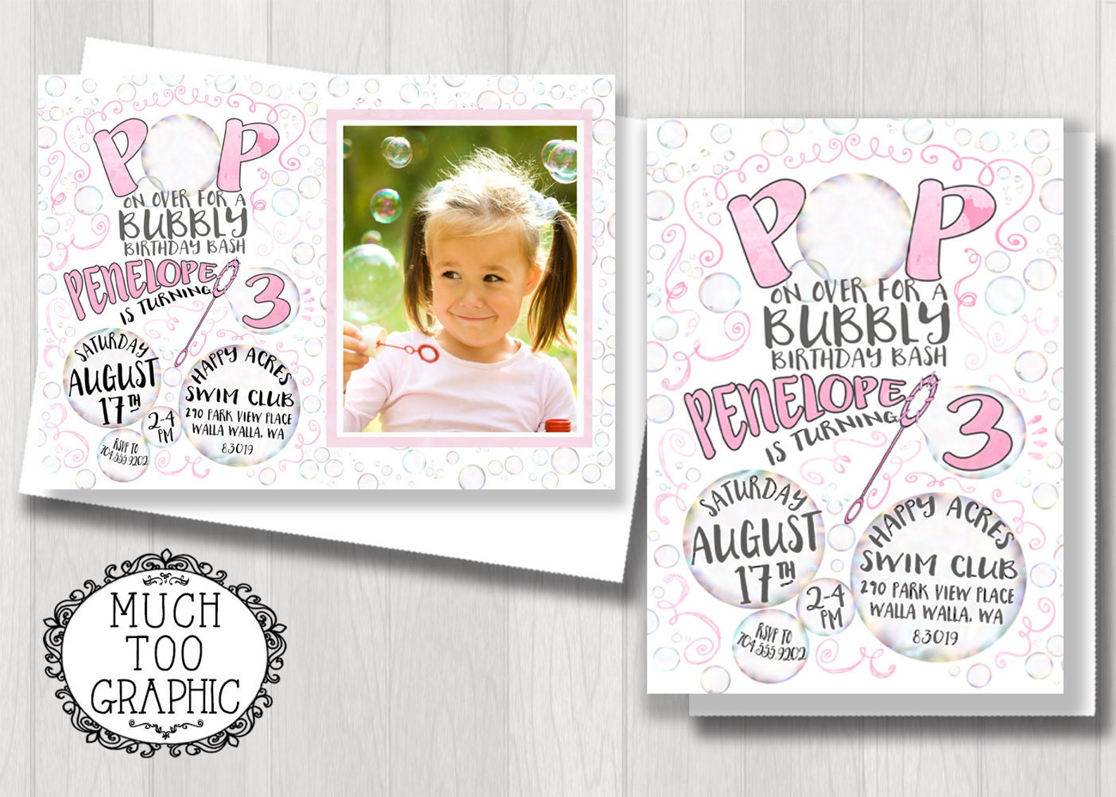 Bubbles Birthday Invitation Bubble Invitation / Bubbly - Etsy