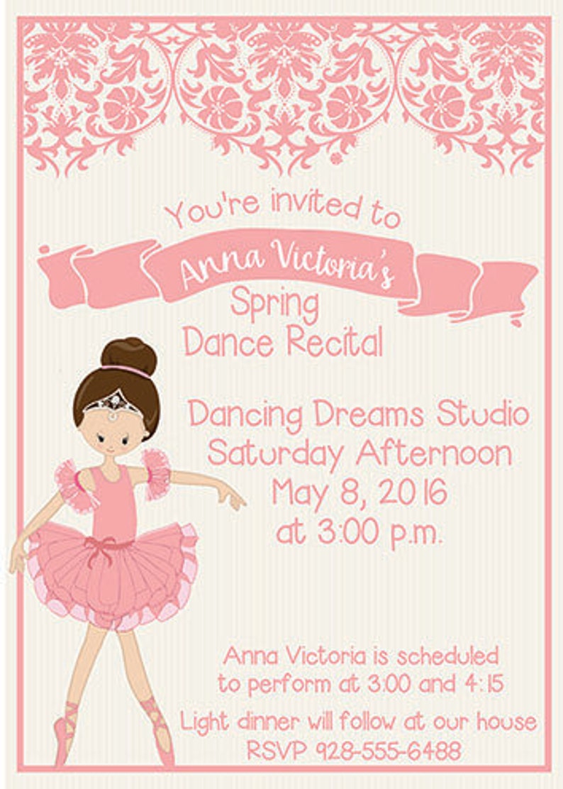 Ballet Dance Recital Invitation Ballerina Birthday Party - Etsy