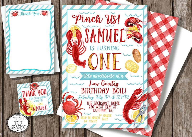 Pinch Me! 1st Crawfish BOIL Birthday Invitation - Low Country Boil ...