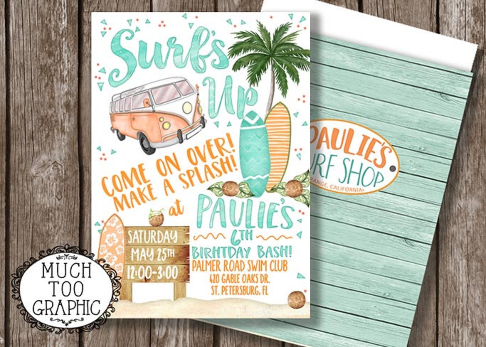 Surfing Birthday Invitation - Surf's up Invitation - Vintage Surfer ...