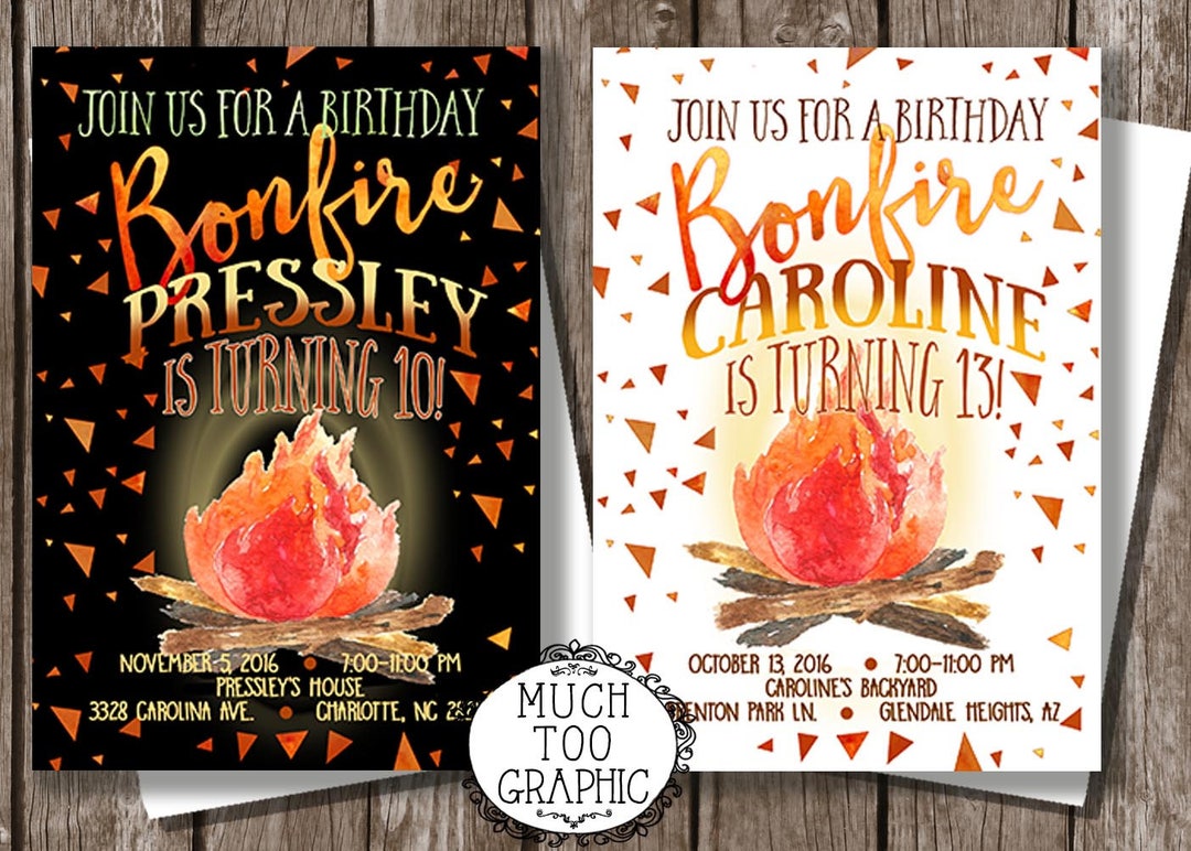 Bonfire Birthday Invitation Backyard Bonfire Invitation Campfire ...