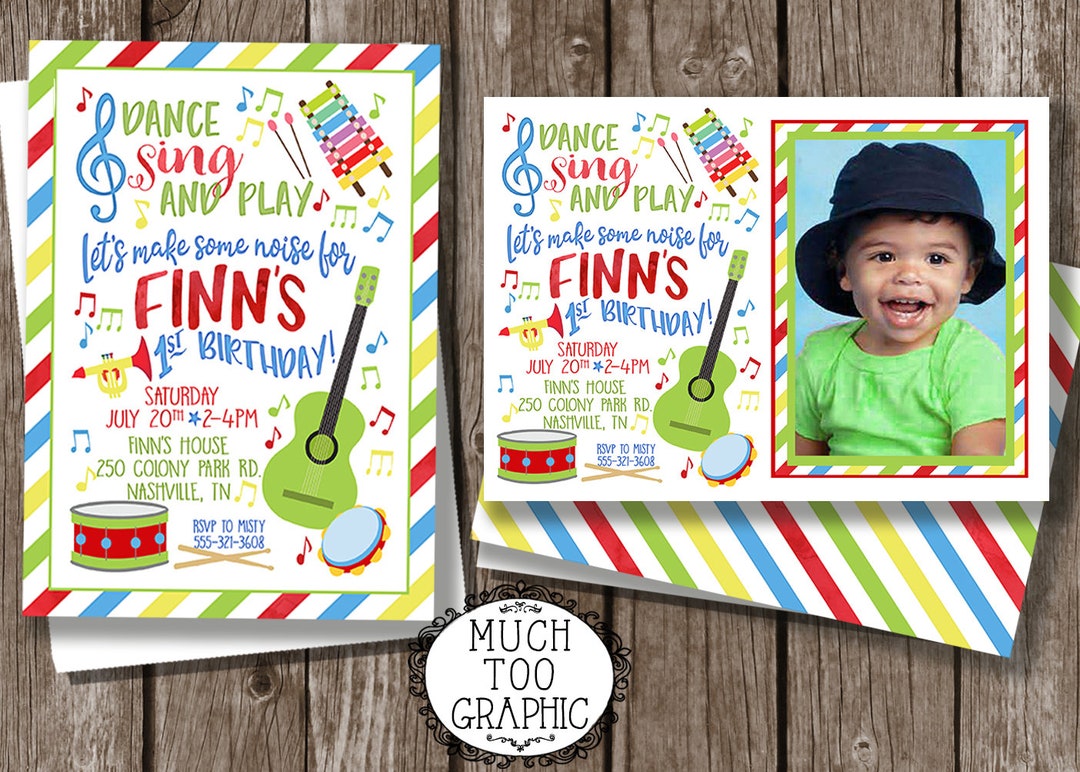 Musical Birthday Invitation Dance Sing Music Birthday Inviation 1st ...
