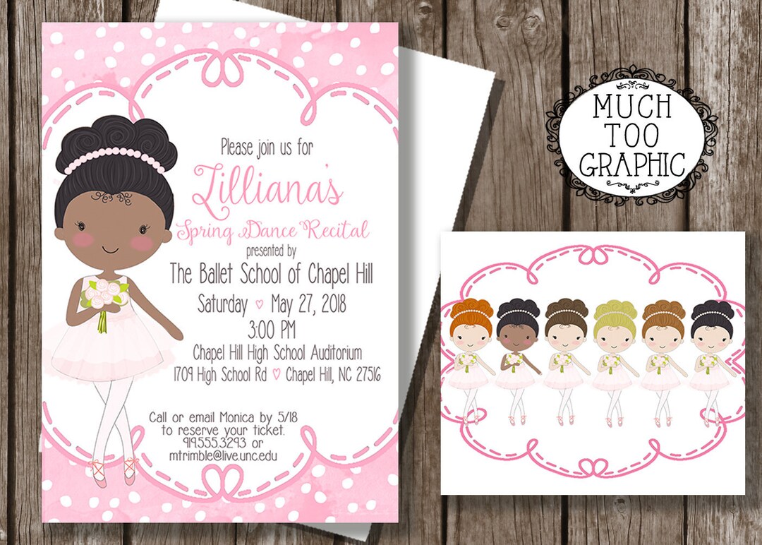 Ballet Recital Dance Recital Invitation - African American Asian or ...