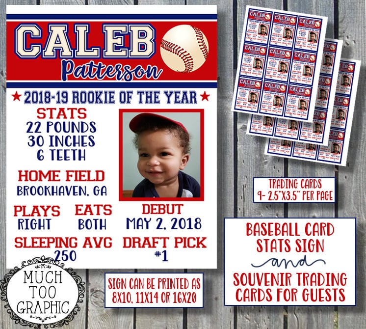 Player Trading Card Baby Sign Birthday - Etsy