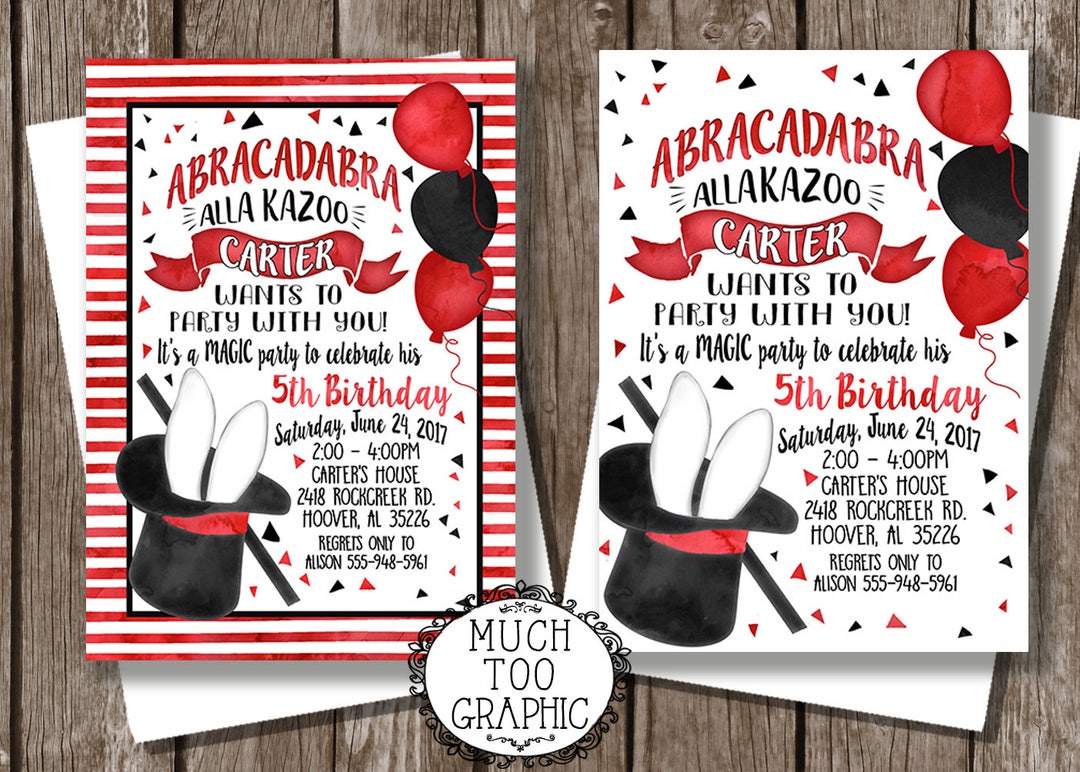 ABRACADABRA Magic Party Invitation - Magic Birthday Party Invitation ...