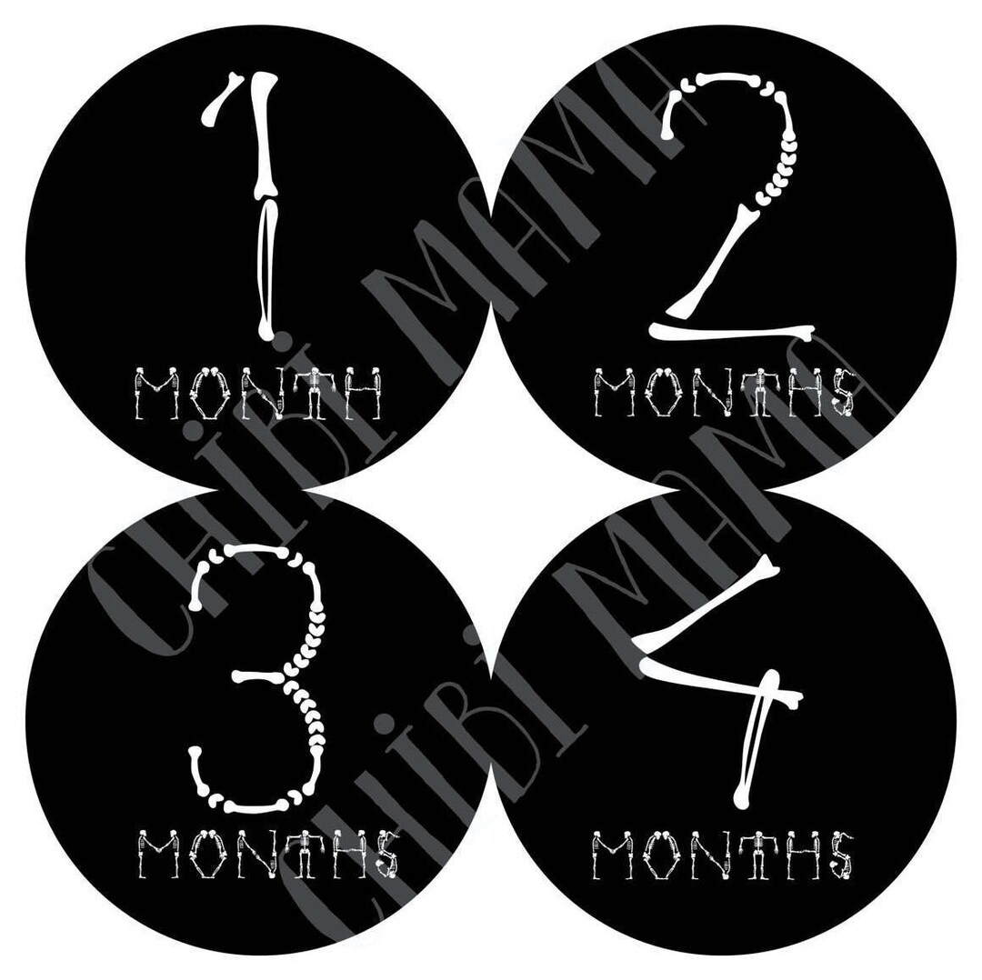 Baby Goth Month Stickers Month Stickers Cute Baby Punk - Etsy