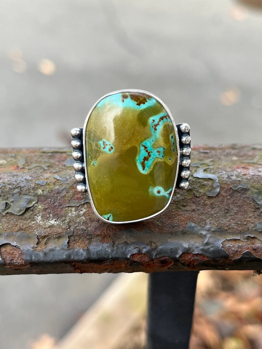 Green Turquoise Ring/turquoise Jewelry/chunky Turquoise Ring/statement ...