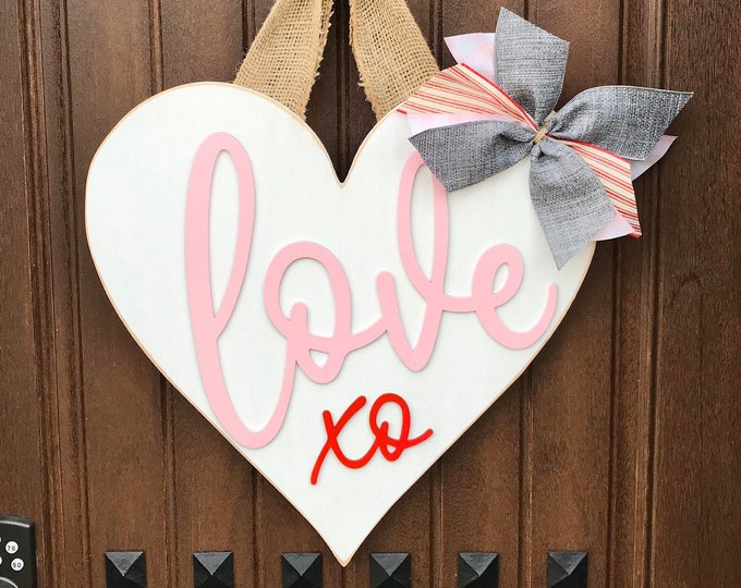 Heart Shape Door Sign, Valentine's Day Door Decor, Love Door Hanger ...