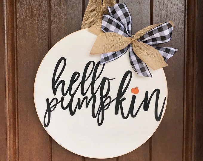 Hello Pumpkin Door Decor, Hello Pumpkin Sign, Fall Wreath, Fall Door ...