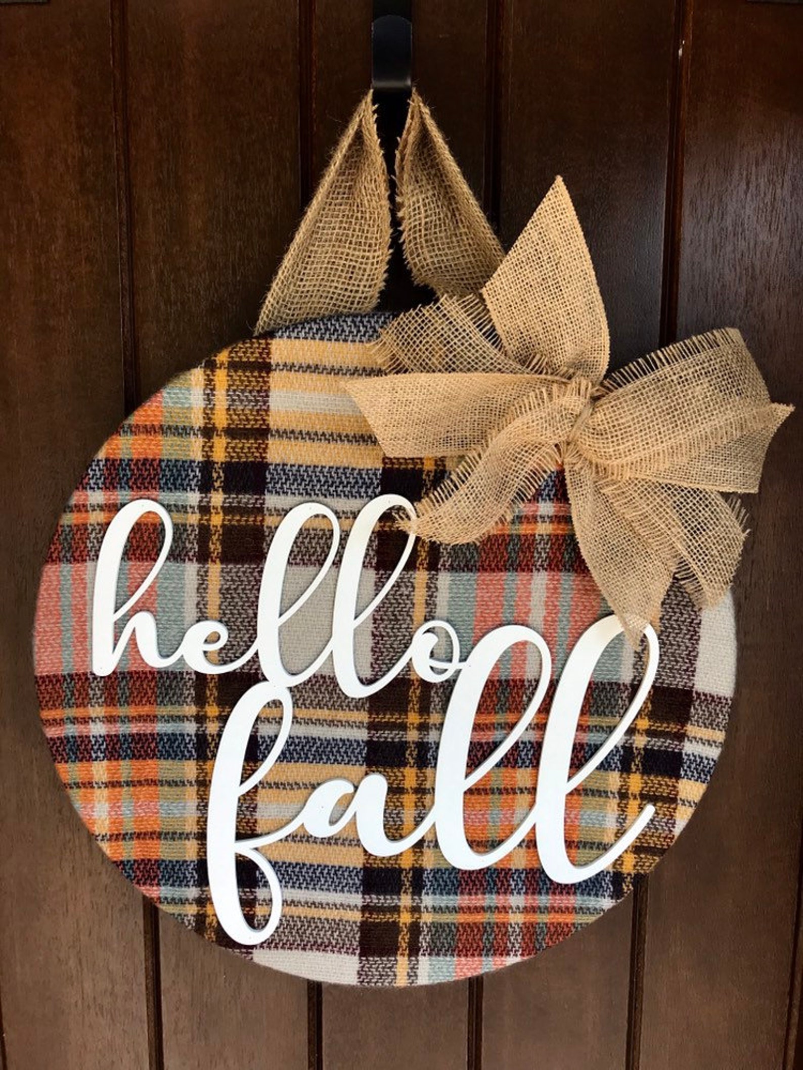 Fall Wreath Fall Door Hanger Hello Fall Fall Door Decor | Etsy