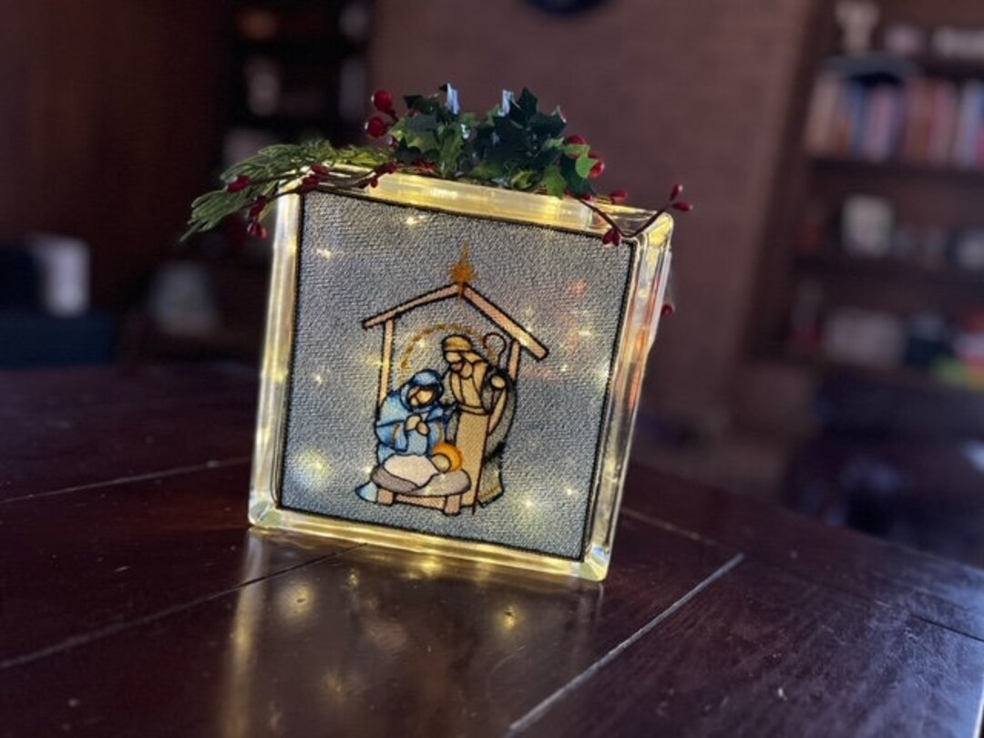 Nativity 7.5 X 7.5 Glass Block W/lites - Etsy