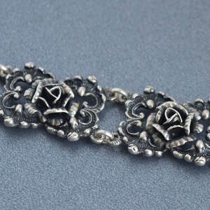 Massive 44g Vintage Three Dimensional Roses 835 Silver Bracelet Lenght ...