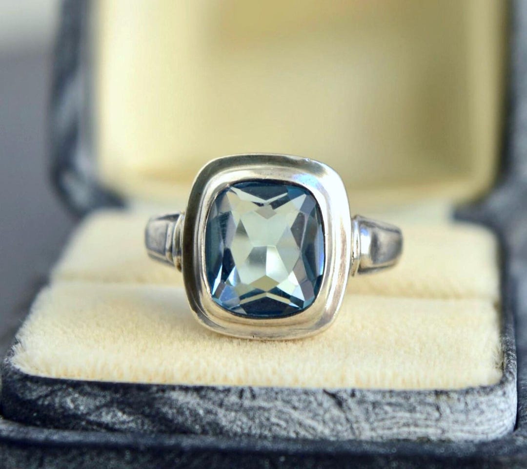 Art Deco 835 Silver Blue Paste Ring Size US 6.75 UK N - Etsy