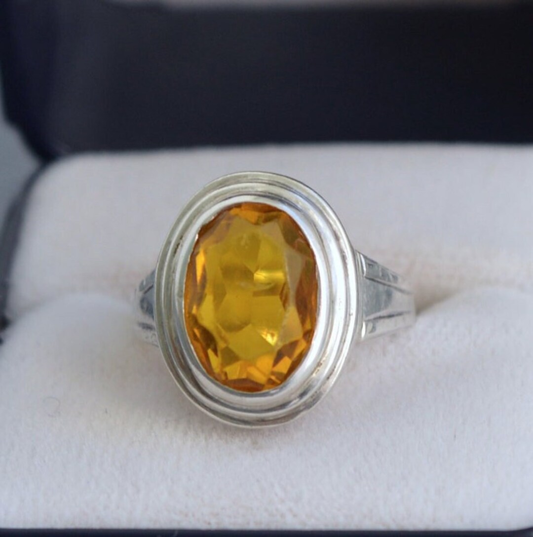 Art Deco Citrin Paste 835 Silber Ring Größe 5,5 UK K 1/2 - Etsy Österreich