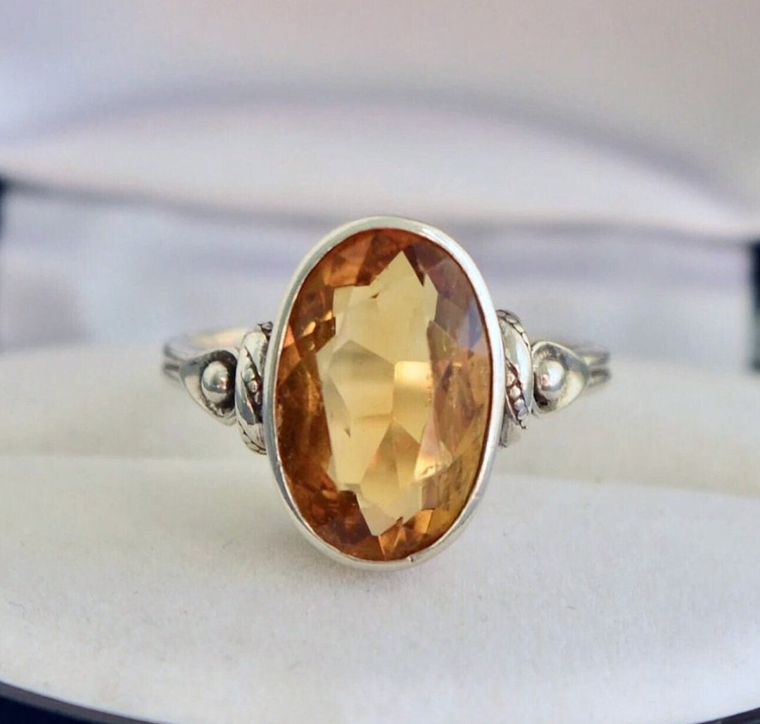 Art Deco Natural Citrine 835 Silver Ring Size US 6.25, UK M, Art Deco ...