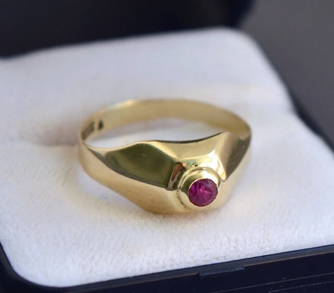 Vintage German Modernist Ruby 8K Gold Ring Size US 6.75 UK N - Etsy