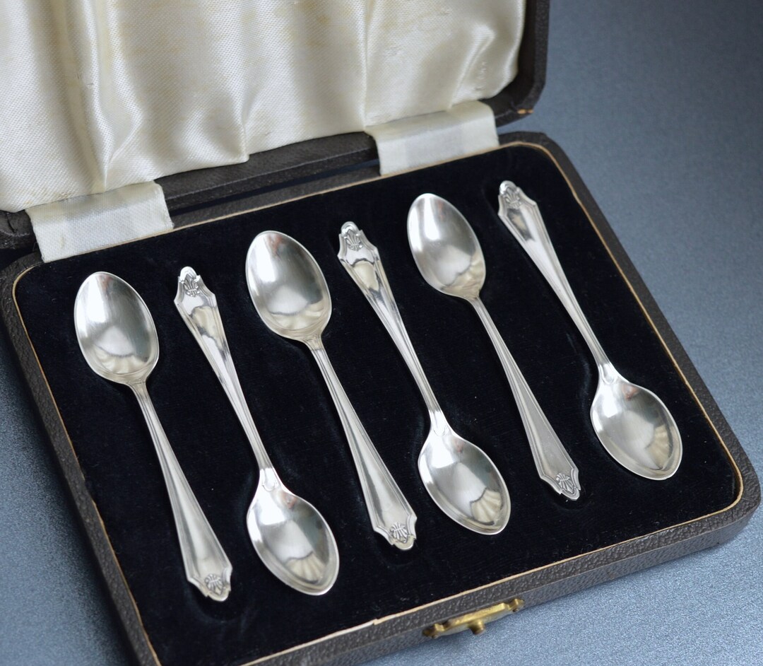 Antique Sterling Silver Spoons Cased Set, Sheffield 1922, Antique Solid ...