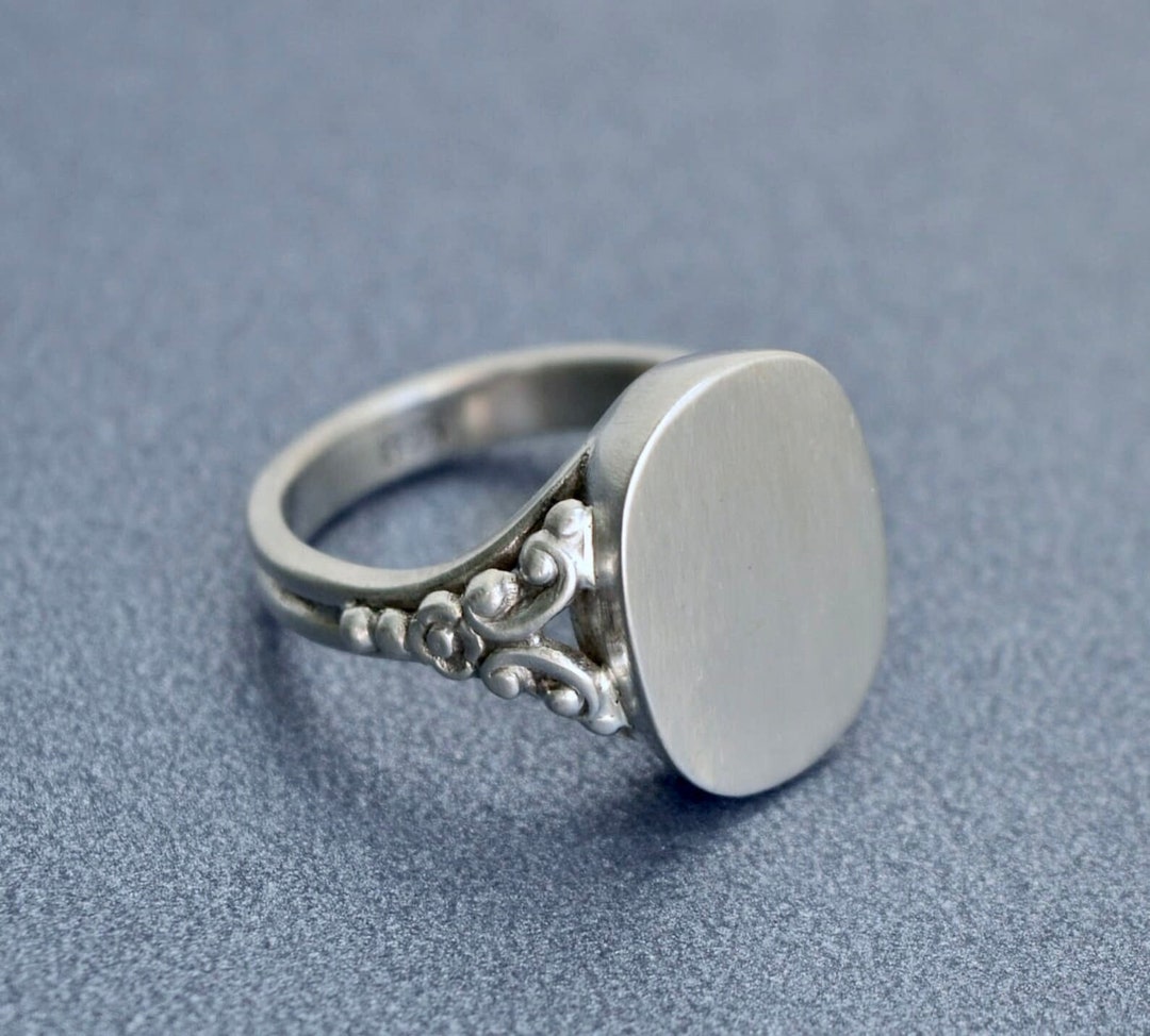 Antique 835 Silver Blank Signet Ring Size US 8.5 UK Q 1/2 - Etsy