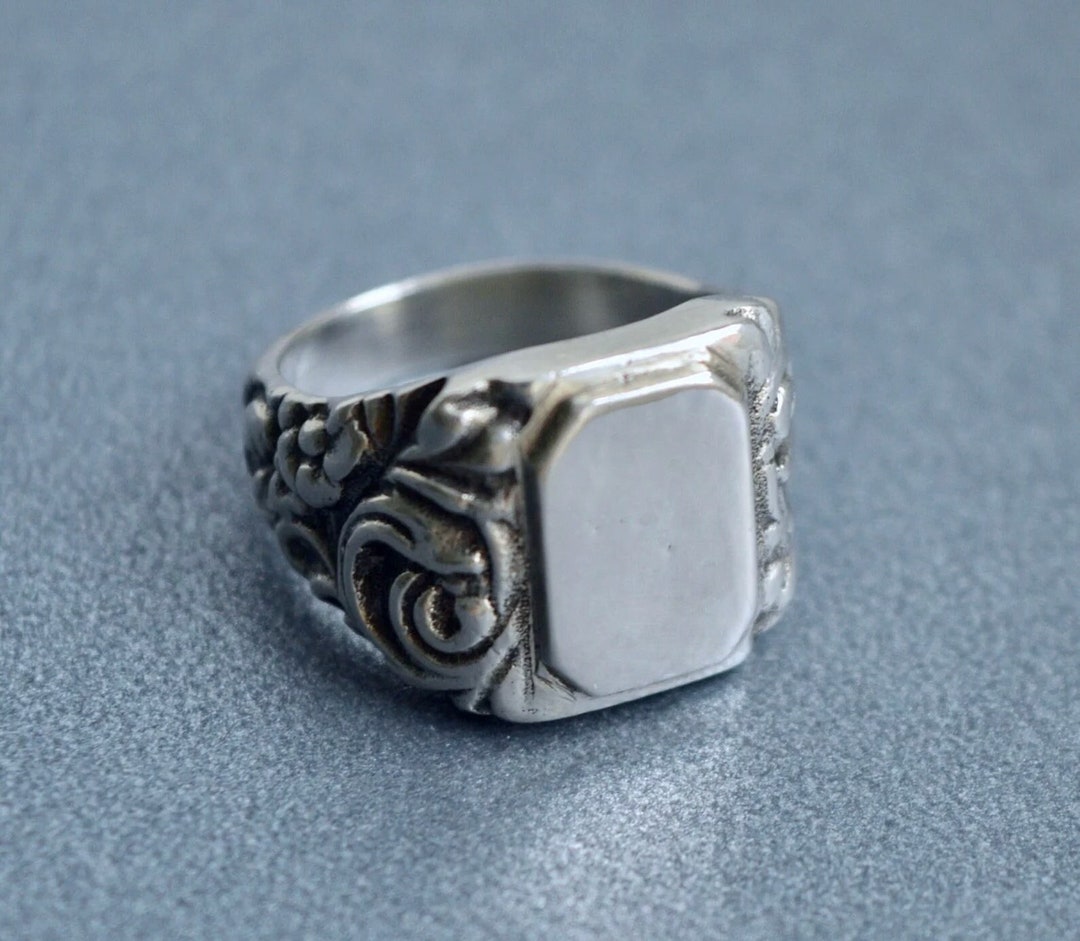 Massive 15g Antique 800 Silver Blank Signet Ring Size US 8.5 - Etsy
