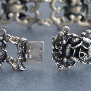 Massive 44g Vintage Three Dimensional Roses 835 Silver Bracelet Lenght ...