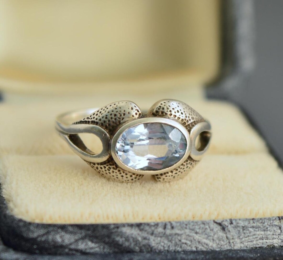 Art Deco Blue Spinel 835 Silver Ring Size US 6.75 UK N - Etsy