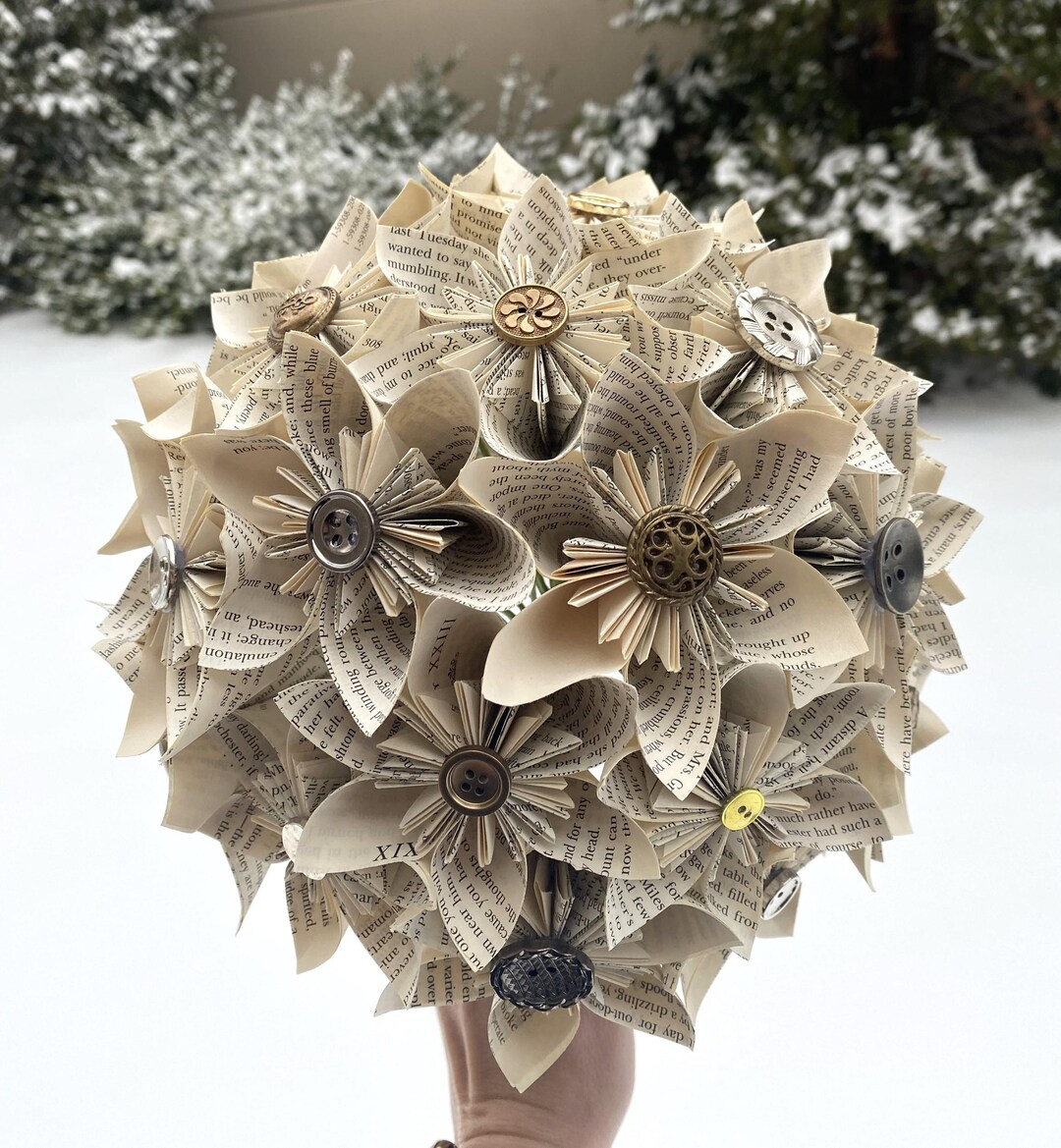 Vintage Book Page Bouquet, Wedding Bouquet, Kusudama Flowers, Kusudama ...