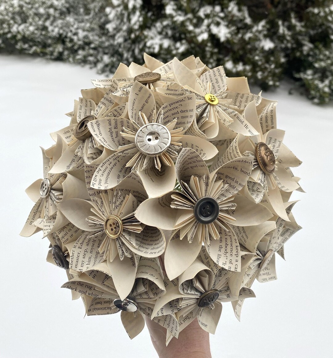 Vintage Book Page Bouquet, Wedding Bouquet, Kusudama Flowers, Kusudama ...