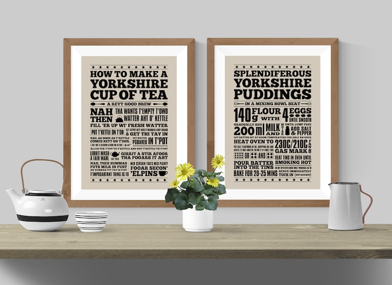 Yorkshire Cup of Tea | Typographic Print - Etsy UK