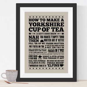 Yorkshire Cup of Tea | Typographic Print - Etsy