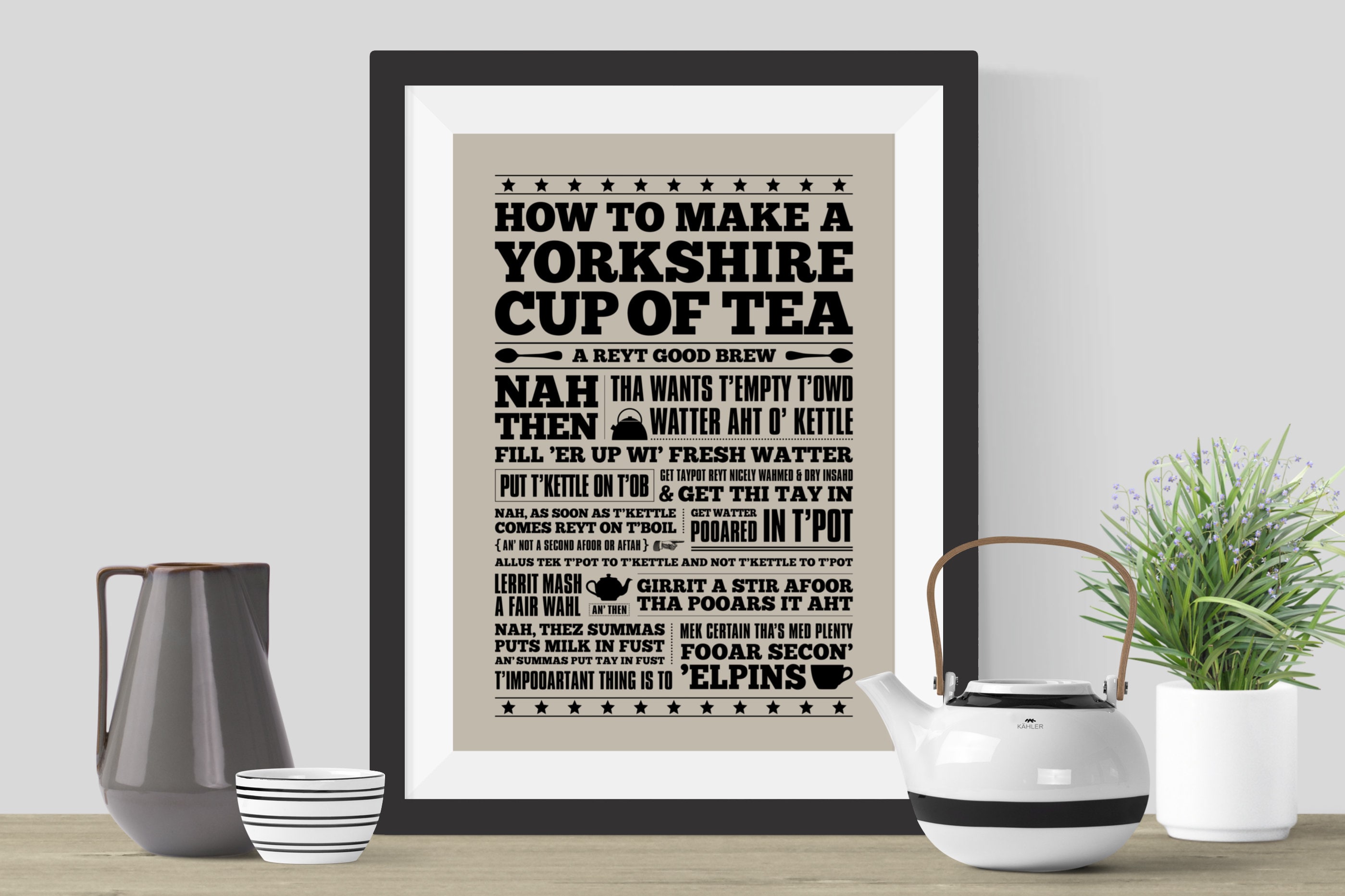 Yorkshire Cup of Tea | Typographic Print - Etsy UK