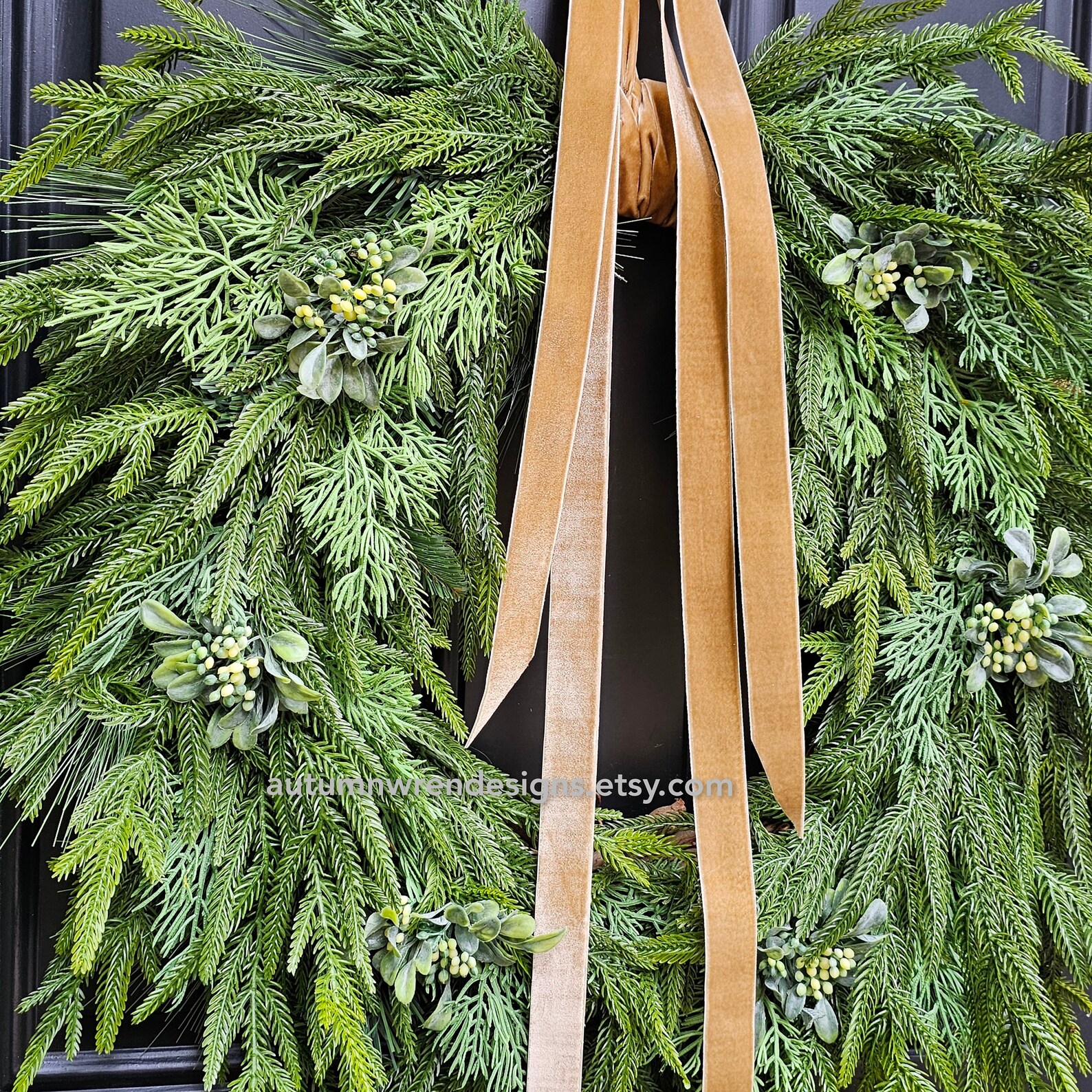 24×32 Large Norfolk Soft Pine Cedar Greenery Wreath, Neutral Christmas ...