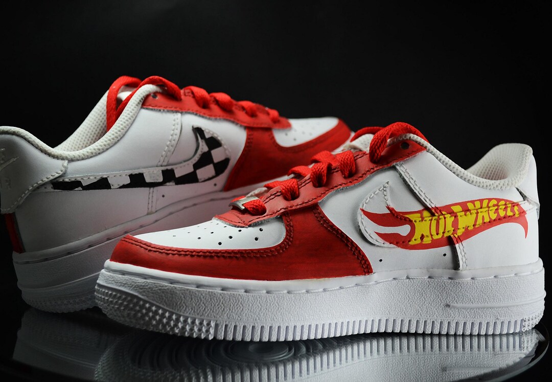 Custom Hot Wheels Nike AF-1, 2C - 7Y Sizes, Red Highlights, "hot Wheels ...