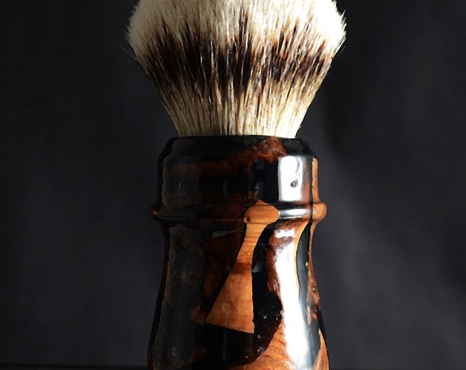 Handcrafted Artisan Shaving Brush, Walnut Burl and Resin, "midnight ...