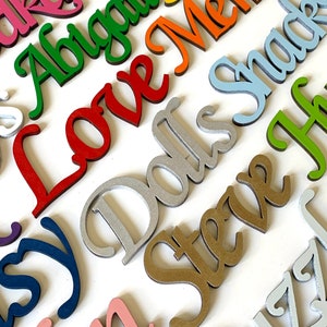 Personalised Wooden Names, Script Font, Laser Cut, per Letter ...