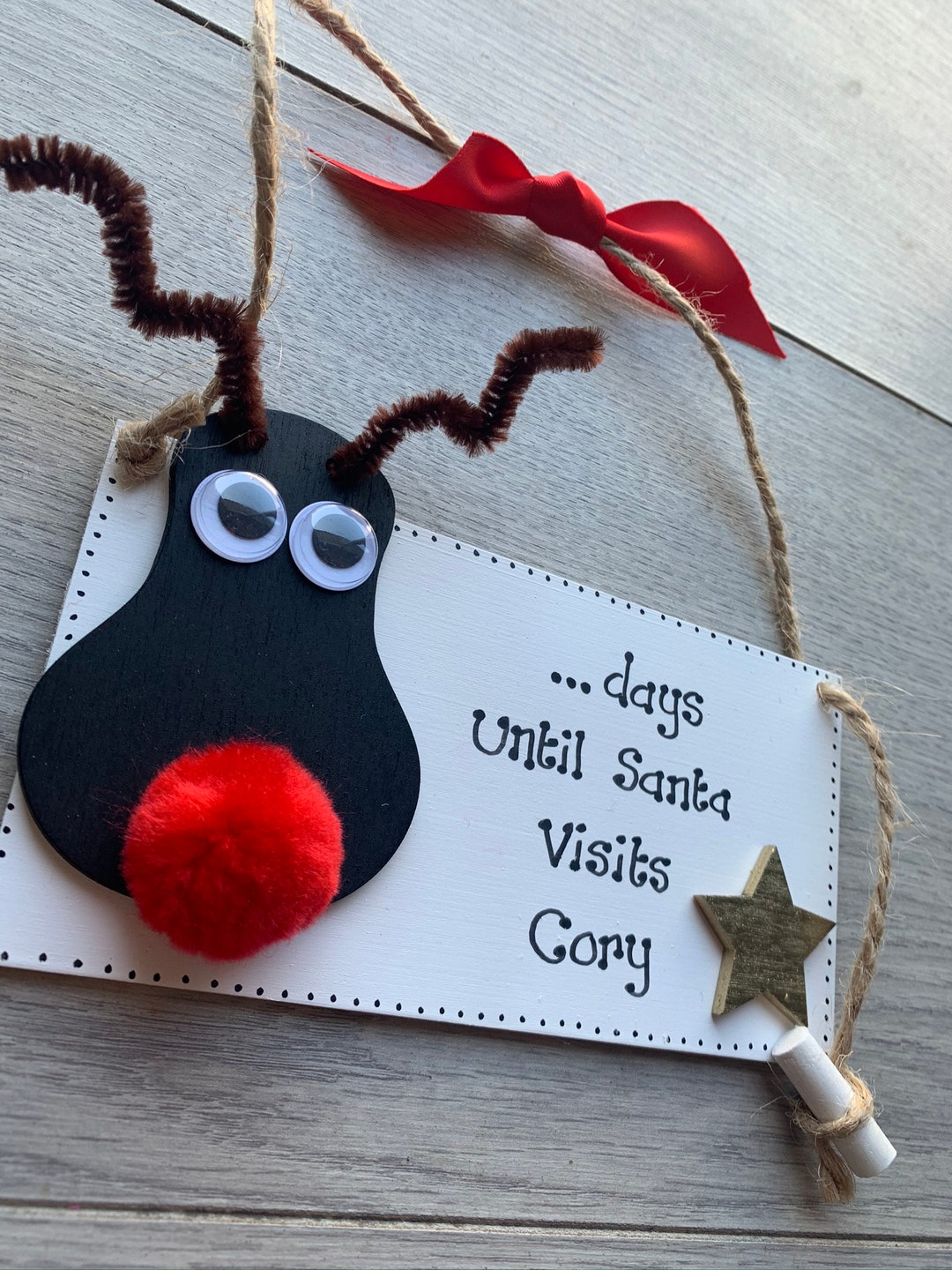 Rudolph, Christmas Countdown, Personalised Wooden Name. Free Chalk. - Etsy