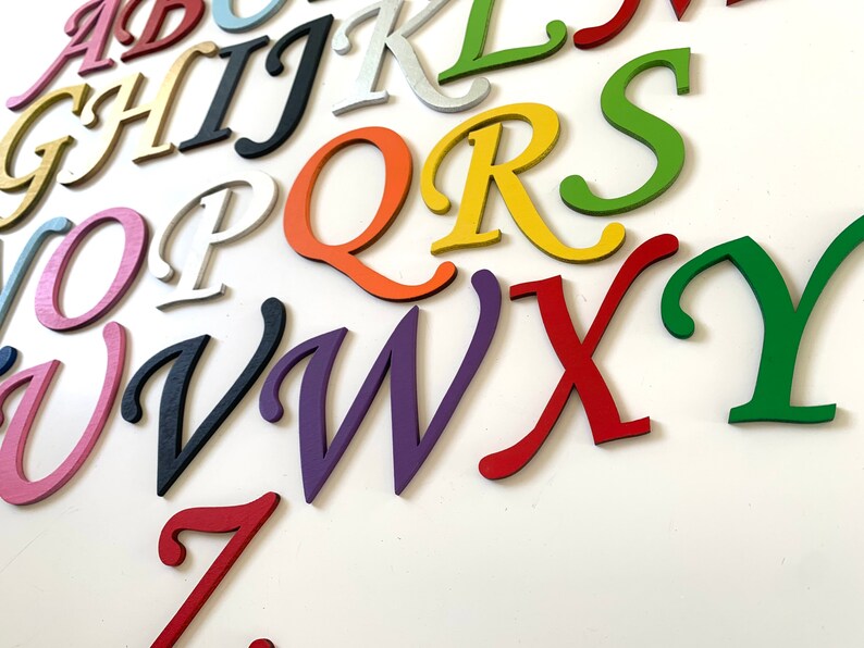 Script Wooden Letters Painted for Free Wooden Names Wall | Etsy