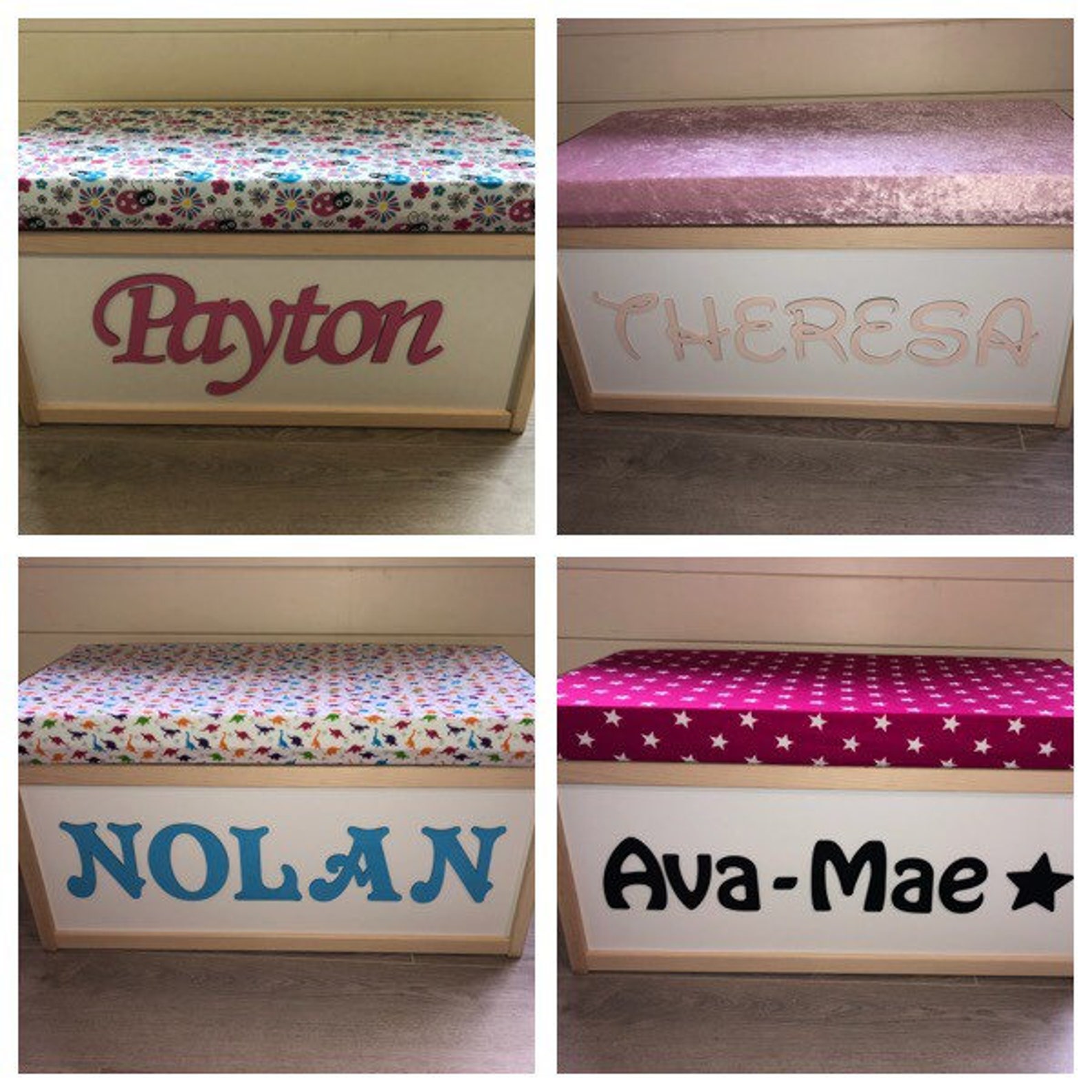Wooden Toy Box Personalised Choice of Fabrics Fonts and | Etsy