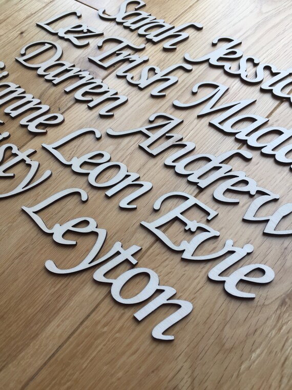 Script Wooden Names Script Font Laser Cut Personalised To Etsy