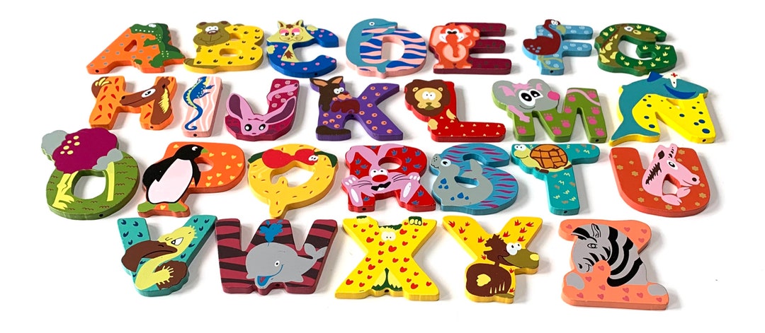 Animal Wooden Letters, Decorated, Wooden Names, Wall Art, Decor, Door ...
